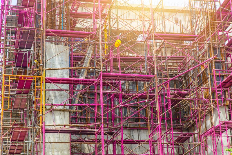 Under Construction Building Covered with Scaffolding Stock Image ...