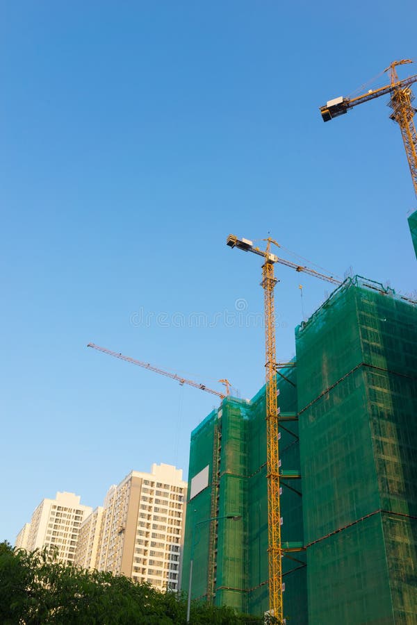 Under Construction Building with Finished Built Buildings Stock Image ...