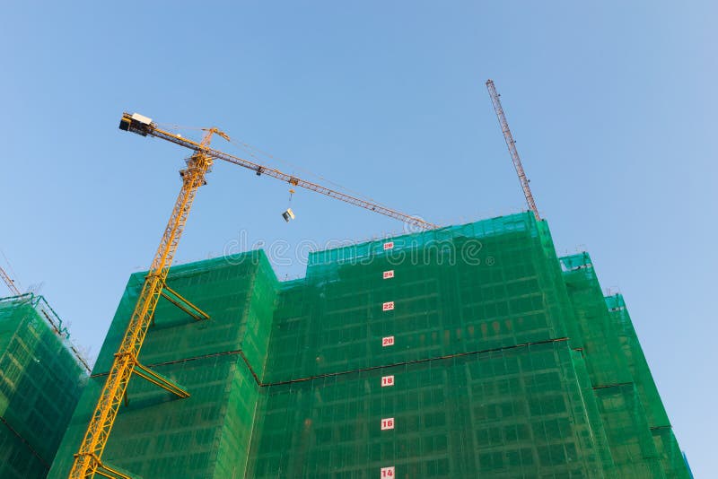 Under Construction Building with Finished Built Buildings Stock Image ...
