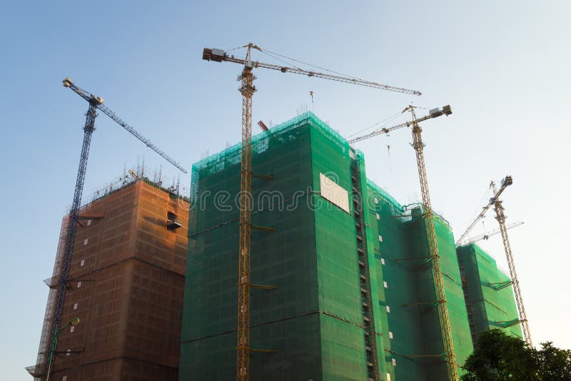 Under Construction Building with Finished Built Buildings Stock Image ...