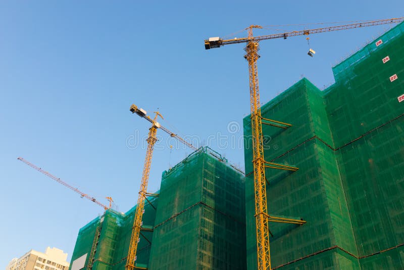 Under Construction Building with Finished Built Buildings Stock Image ...