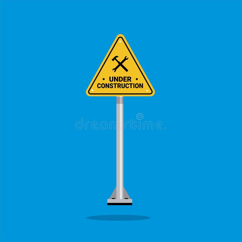 Under Construction in a Building, a Hammer and Key Crossed on a Yellow ...