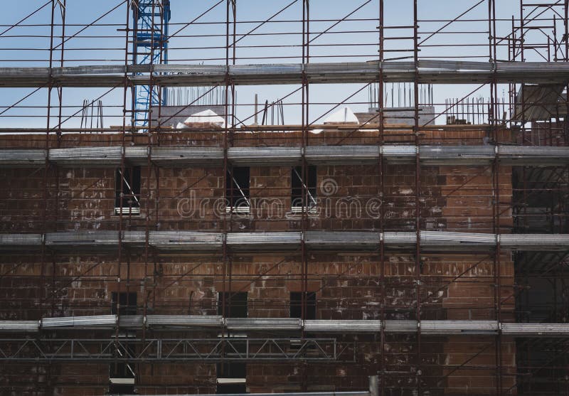 Under Construction Building Site Facade Stock Photo - Image of ...