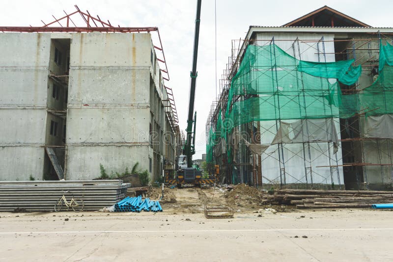 Under Construction Building Stock Photo - Image of house, commercial ...