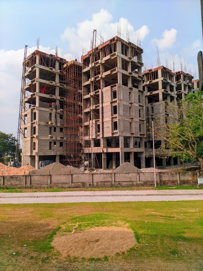 Under Construction Buildings Huge Stock Image - Image of huge, tree ...