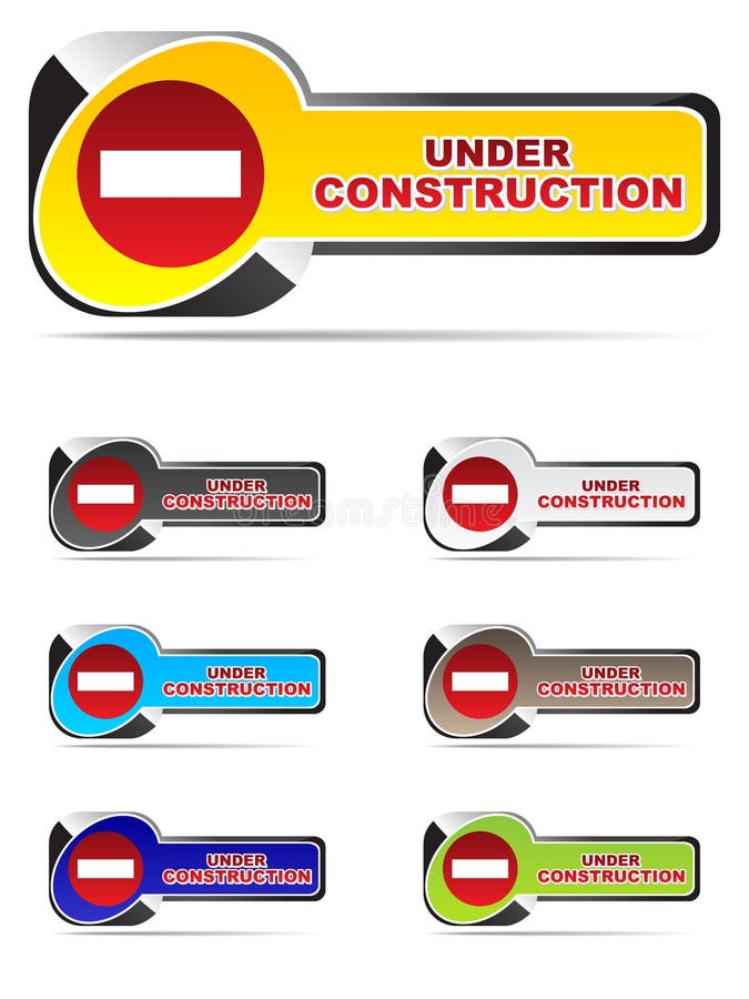 Under construction buttons stock vector. Illustration of guide - 12950237