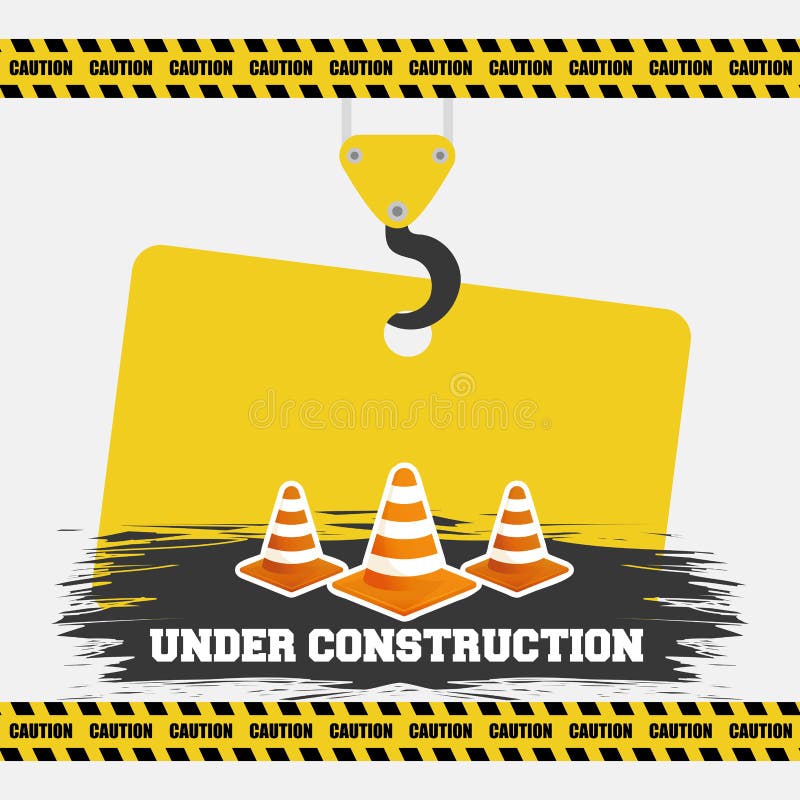 Under Construction Cone Traffic Warming Sign Hanging Stock Illustration ...