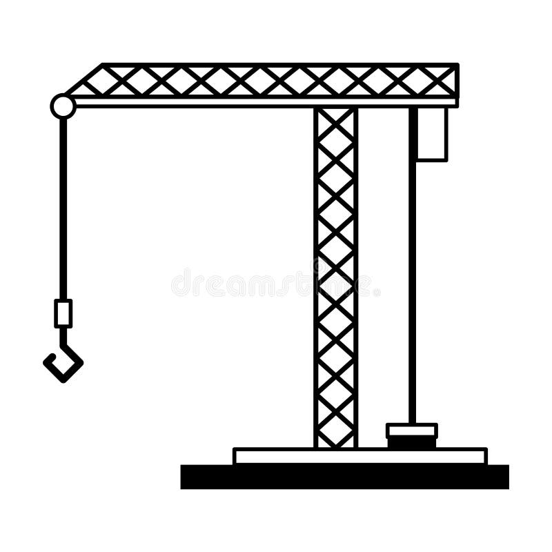 Under Construction Crane Symbol Isolated in Black and White Stock ...