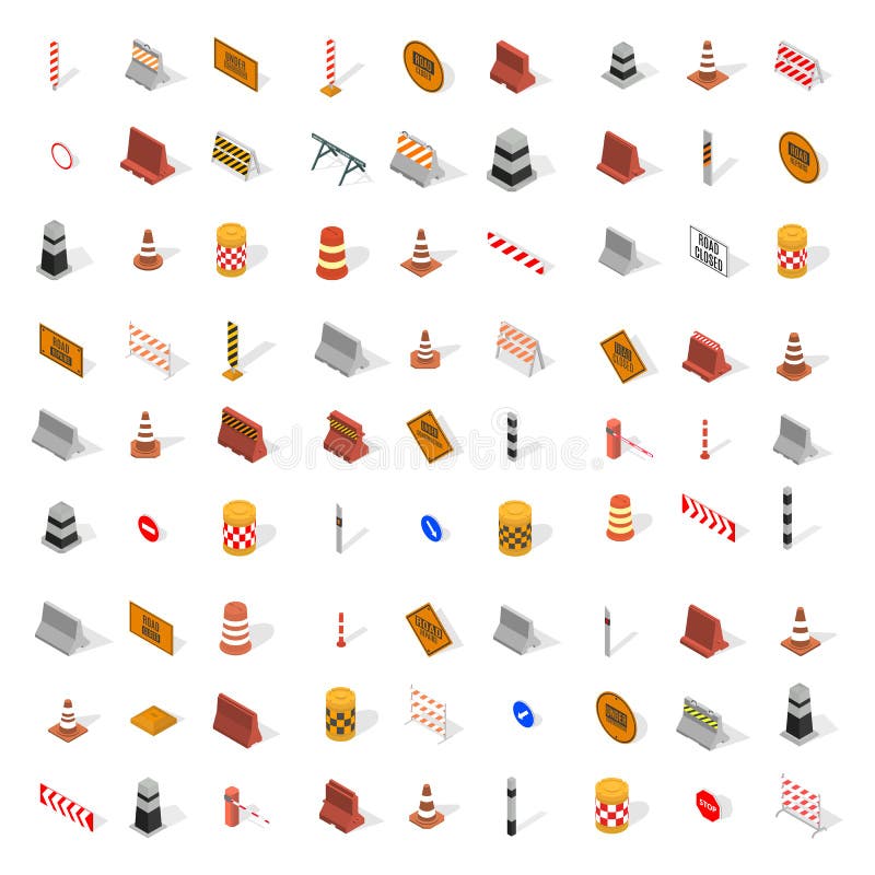 Under Construction Design Elements in 3D, Vector Illustration Stock Vector - Illustration of ...