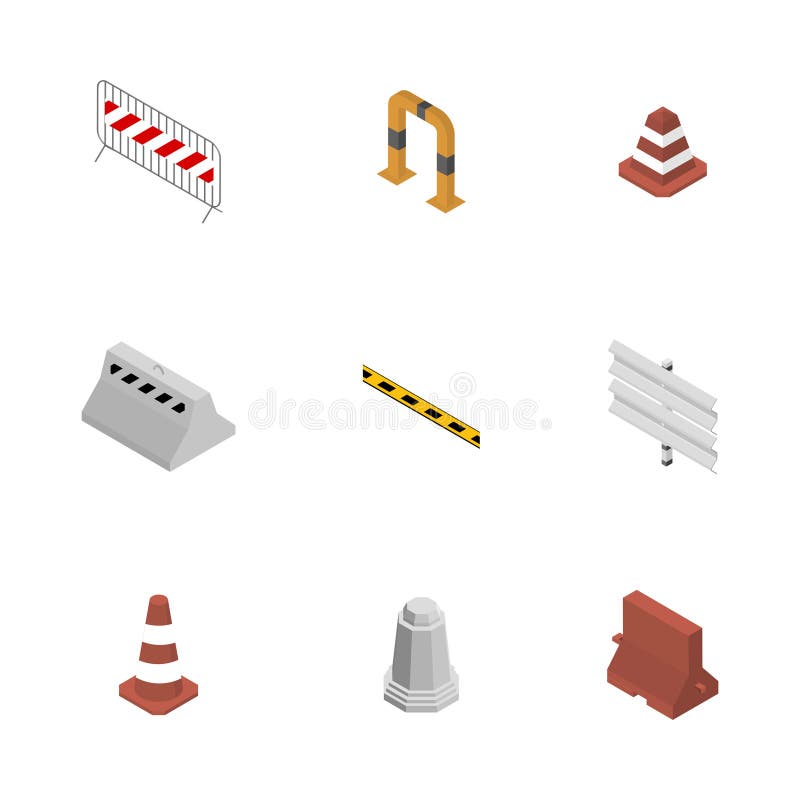 Under Construction Design Elements, Flat 3D Isometric Style Stock Vector - Illustration of iron ...