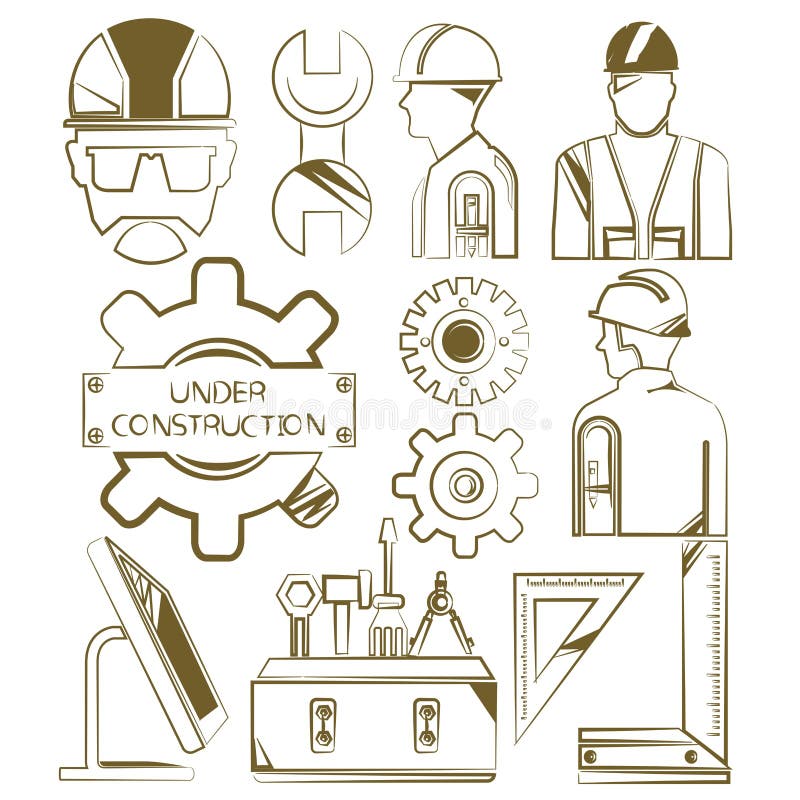 Under Construction, Engineering Icons Stock Illustration - Illustration ...