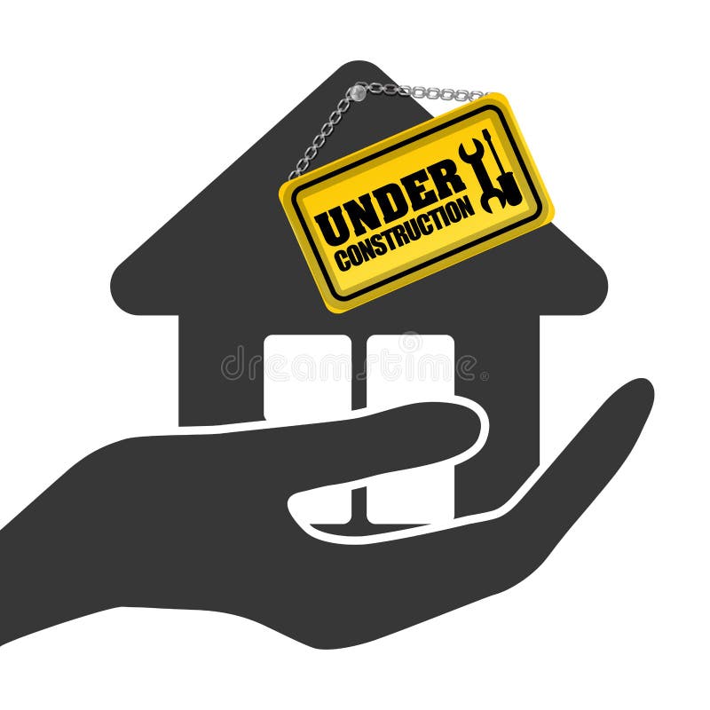 Under Construction Hand Hold House Sign Stock Illustration ...