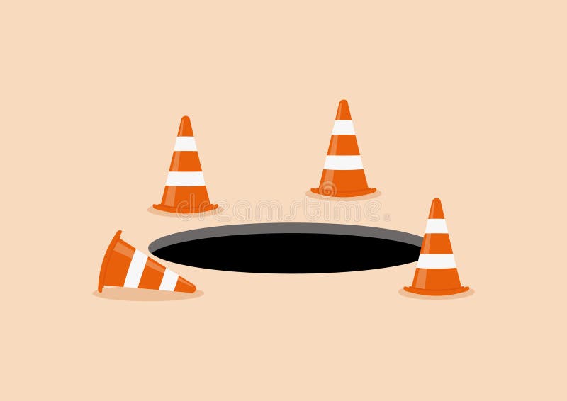 Cone Construction Hole Street Stock Illustrations – 136 Cone ...