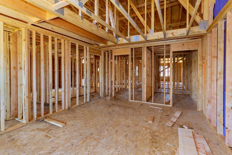 Under Construction Home Framing Interior View of House Stock Photo ...