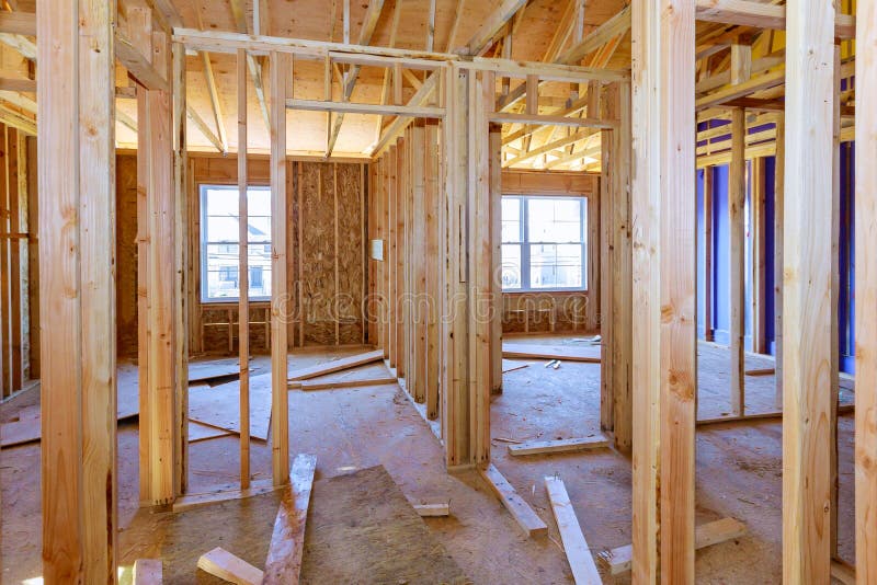 Under Construction Home Framing Interior View of House Stock Image ...
