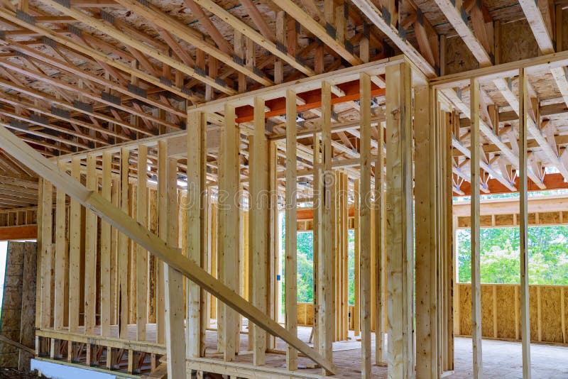 Under Construction Home Framing Interior View of House Stock Photo ...