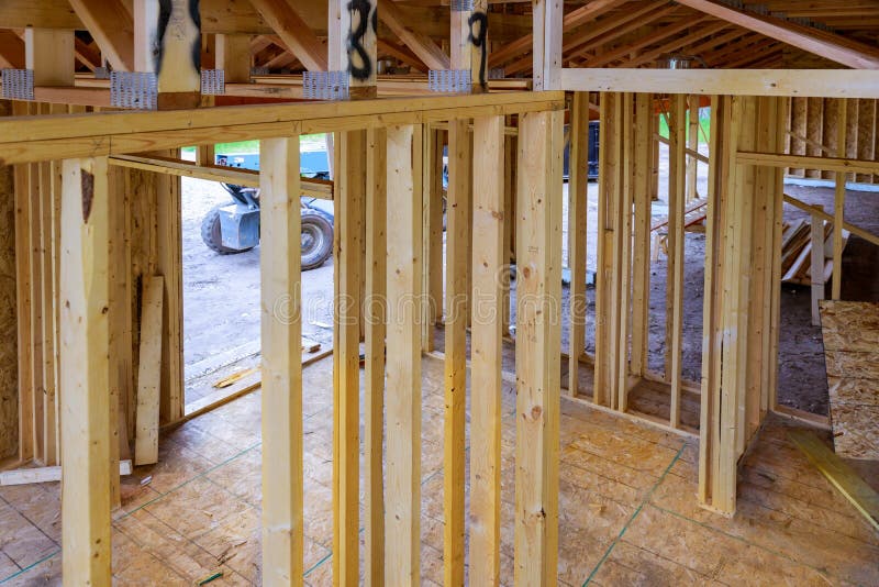 Under Construction Home Framing Interior View of House Stock Image ...