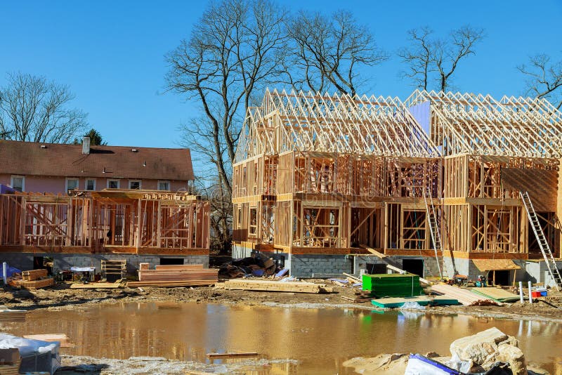 Under Construction Home Framing Interior View of House Stock Photo ...
