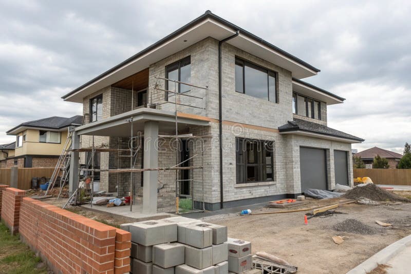 Under Construction House or Villa Stock Illustration - Illustration of building ...