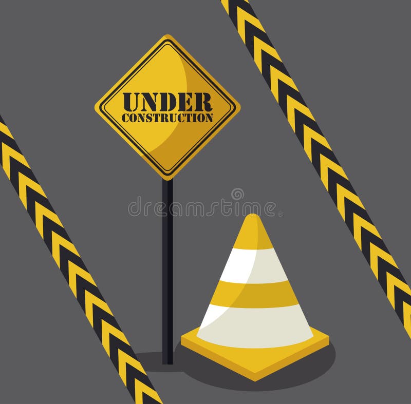 Under Construction Label with Cones Stock Illustration - Illustration ...