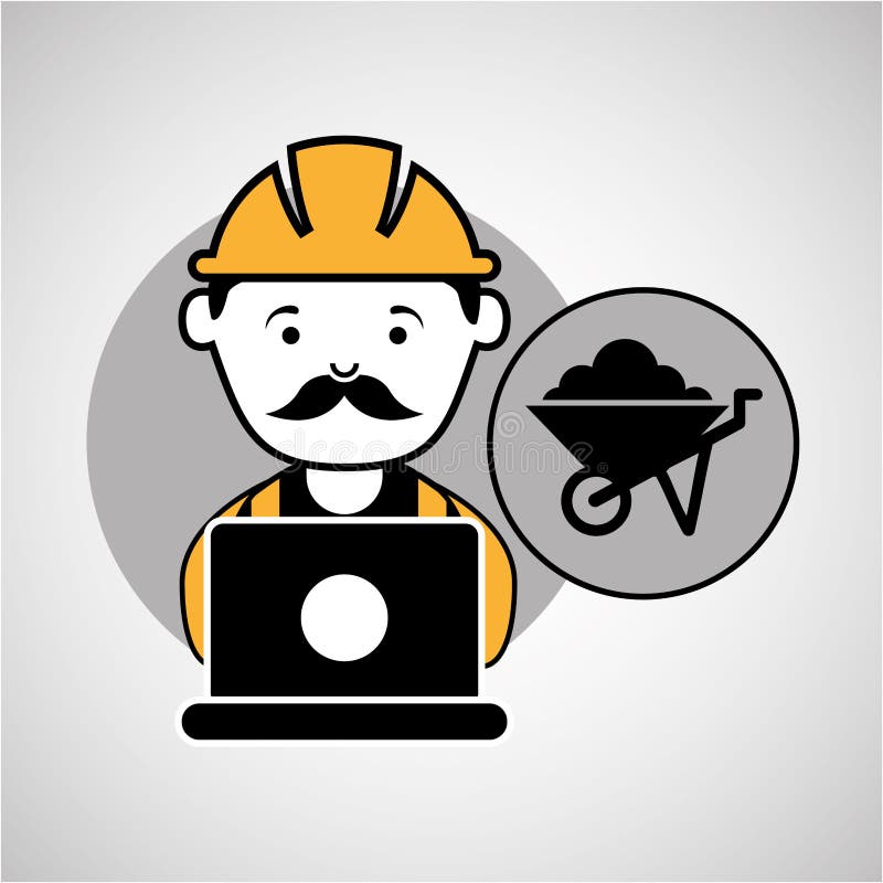 Man Head Under Construction Stock Illustrations – 112 Man Head Under ...