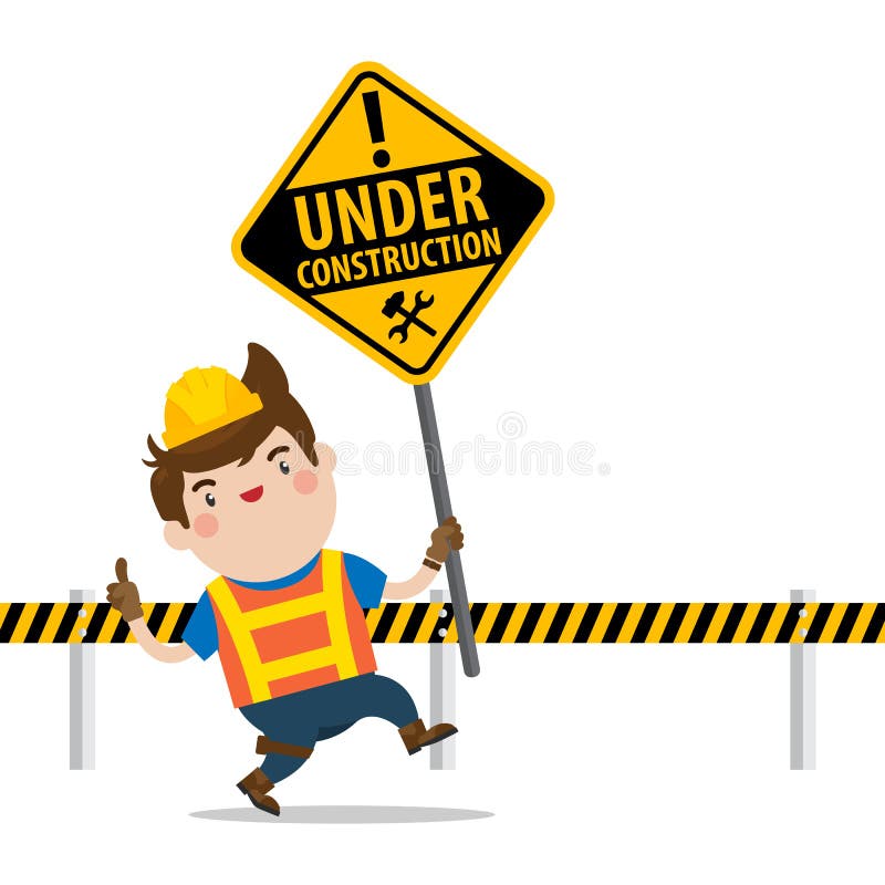 Under Construction Mascot. stock illustration. Illustration of road ...