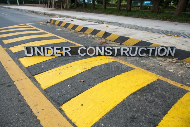 Under Construction Metal Text Over Hazard Stripes Stock Illustration ...