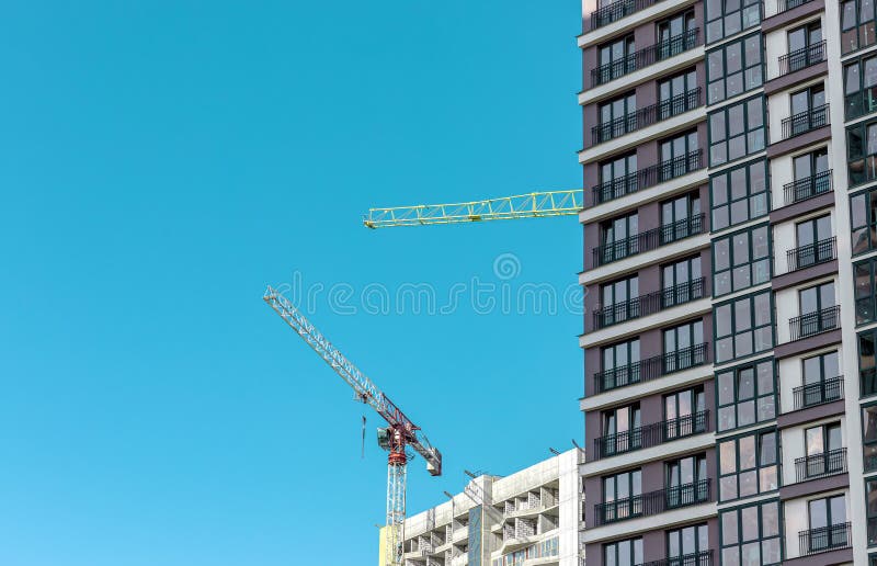 Under Construction Multistory Building in Downtown Metropolis. Crane ...