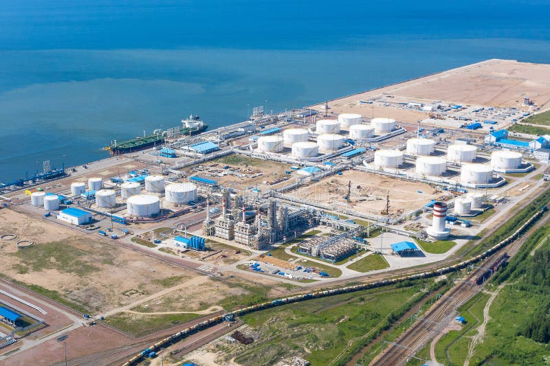 Under Construction and Operating Port of Gas Liquid Cargo, Unloading of ...