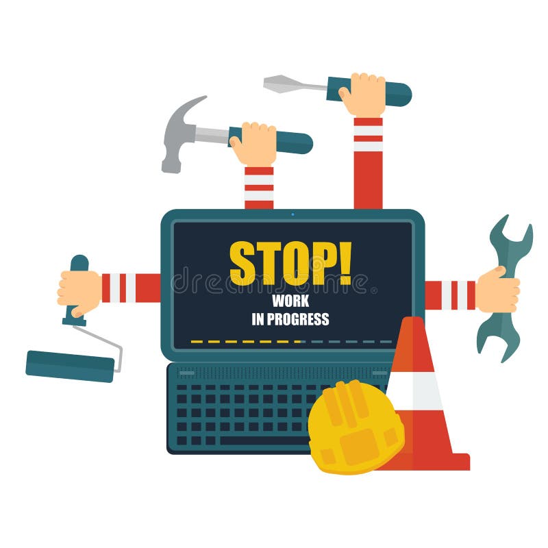 Under construction pc stock vector. Illustration of icon - 76342773