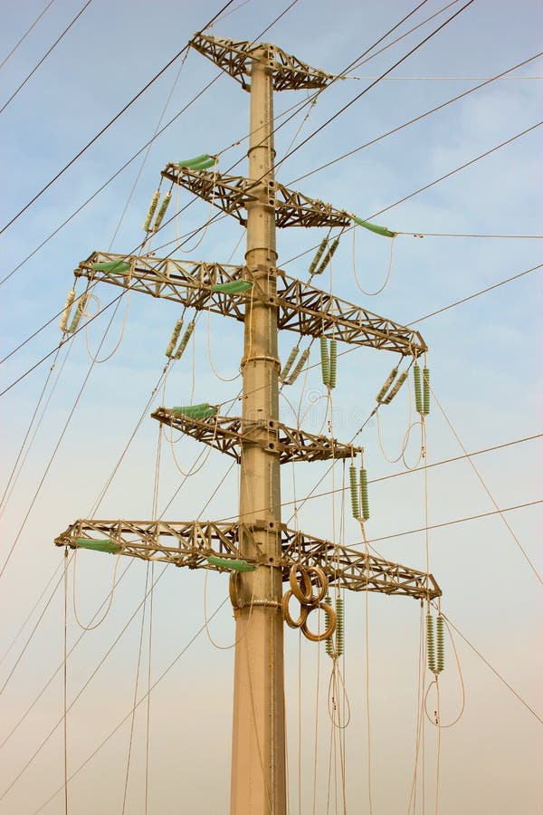 Under Construction of Power Transmission Lines Stock Image - Image of ...