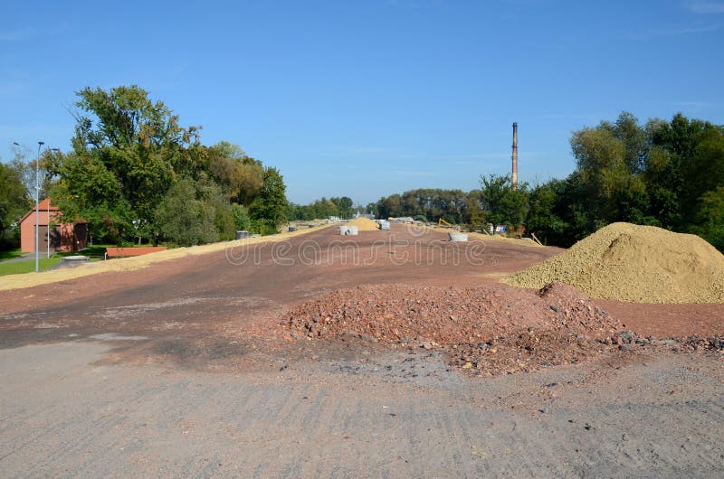 Under construction road stock image. Image of industry - 90149929