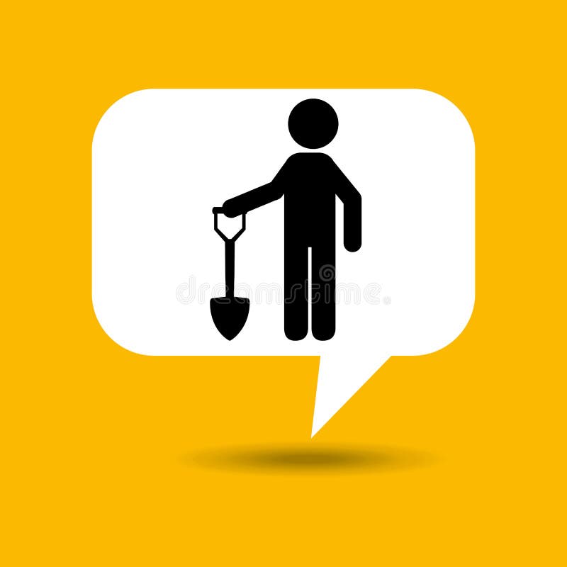 Under Construction Road Sign Man and Shovel Stock Vector - Illustration ...