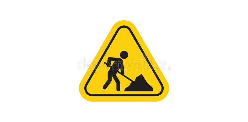 Under Construction Road Thin Line Sign Set Stock Vector - Illustration ...