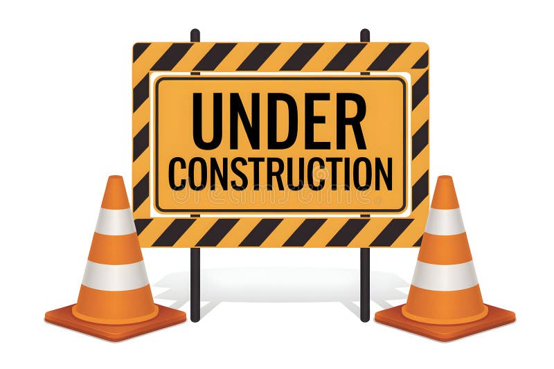 Under Construction Sign Against Simple White Background Evokes Construction Progress Stock ...