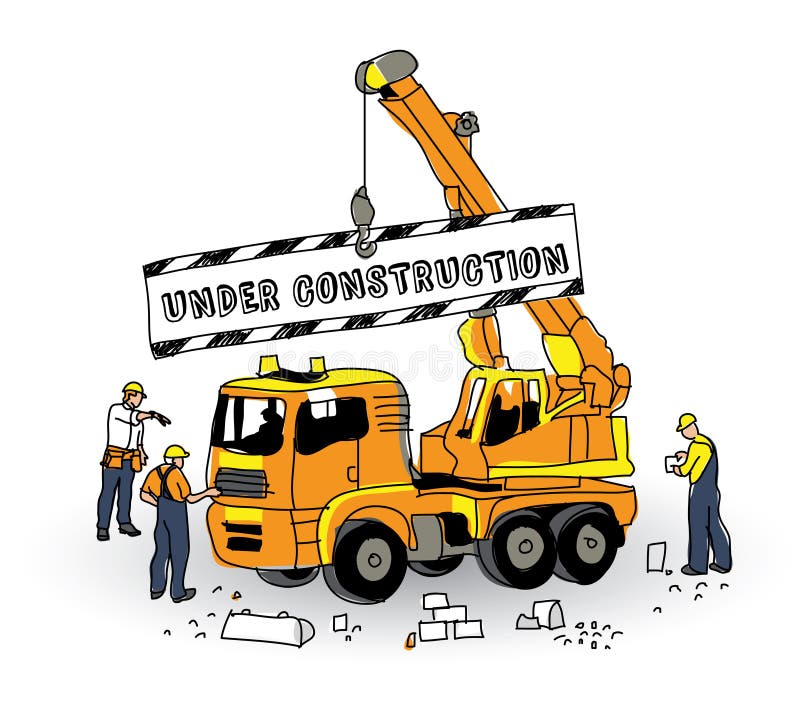 Under Construction Sign Builder and Objects on White. Stock Vector ...