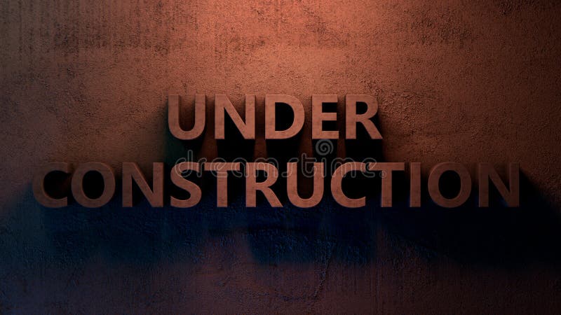 Under Construction Sign 3d Illustration. Concrete Letters on the Wall ...