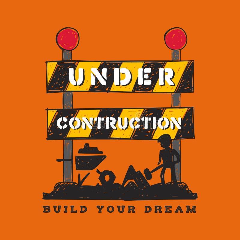 Under Construction Sign. Hand Drawn Vector Illustration Stock Vector ...