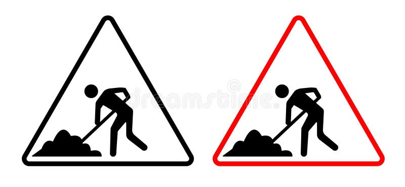 Under Construction Sign Icon Set. Notification of Ongoing Work with ...