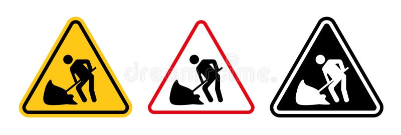 Under Construction Sign Icon Set. Notification of Ongoing Work with ...