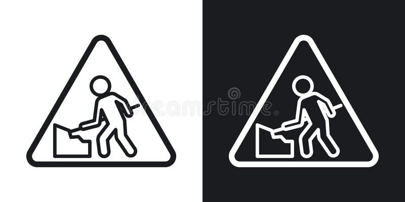 Under Construction Sign Icon Set. Notification of Ongoing Work with ...