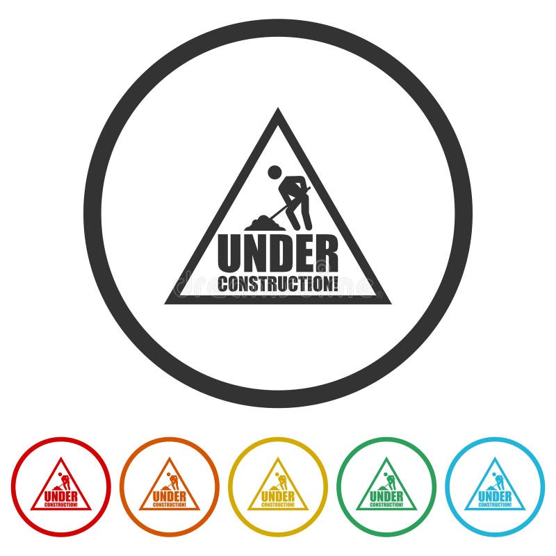 Under Construction Sign Ring Icon Color Set Stock Vector - Illustration ...