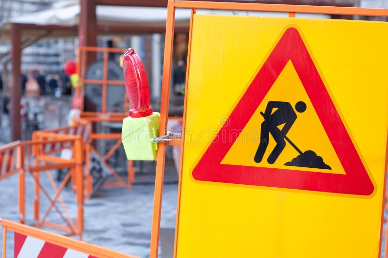 Under construction sign stock photo. Image of orange - 39833452