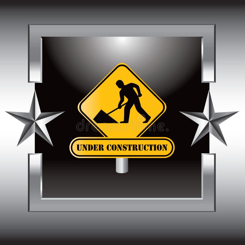 Under Construction Sign in Silver Star Frame Stock Vector ...