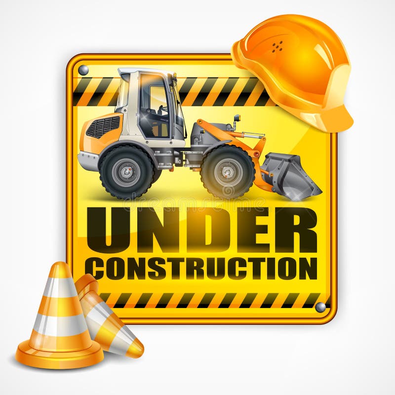 Under Construction Sign Square Stock Vector - Illustration of construct ...