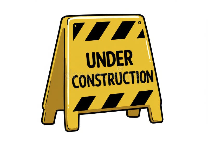 Under Construction Sign on Yellow a-frame Barrier Stock Illustration ...