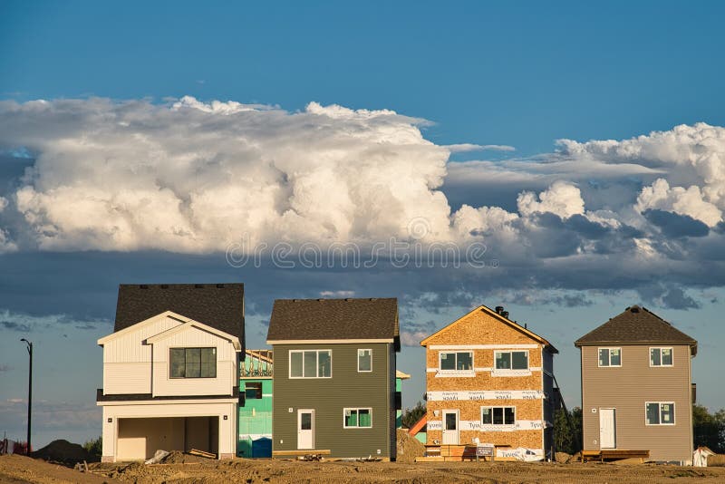 Under Construction Singel Family Homes in Edmonton Alberta Canada Stock ...