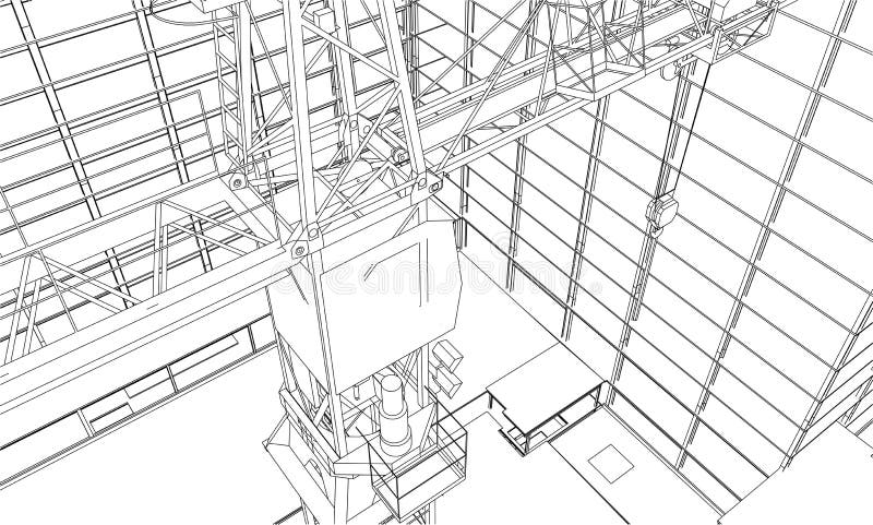 Under Construction Site Engineering with Frame Structure and Tower ...