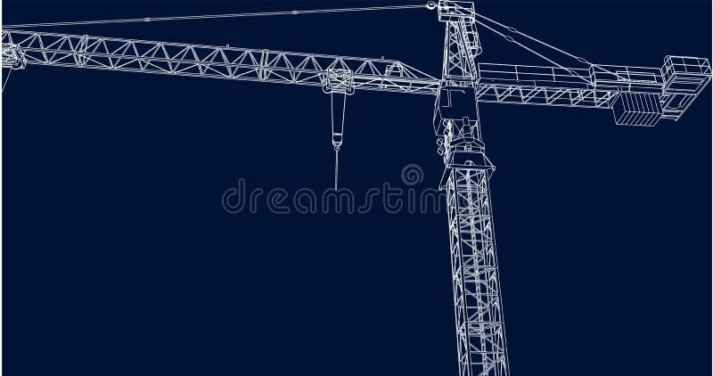 Under Construction Site Engineering Tower Crane 3D Illustration Line ...