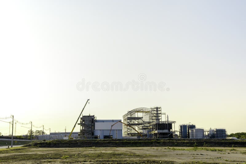 Under Construction Site of Modern Factory Building Stock Photo - Image ...